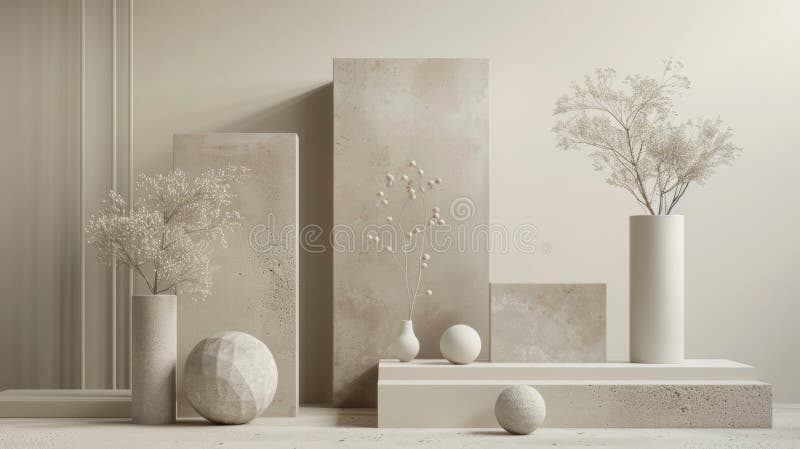 A Minimalist Arrangement of Geometric Objects in Neutral Tones Stock ...