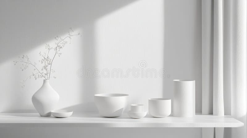 Minimalist Arrangement of White Objects on a Light Background Stock ...