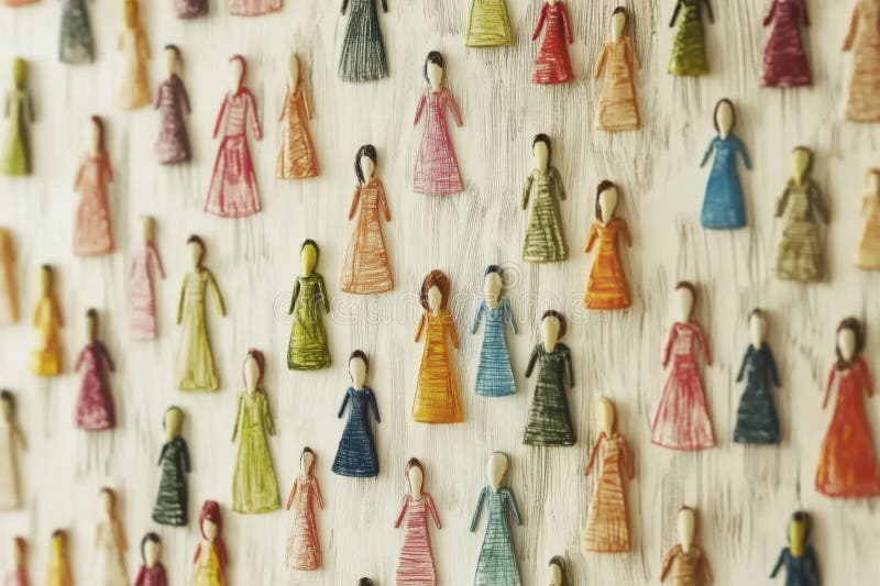 Minimalist Art of Diverse People in Colorful Dresses for Creative ...