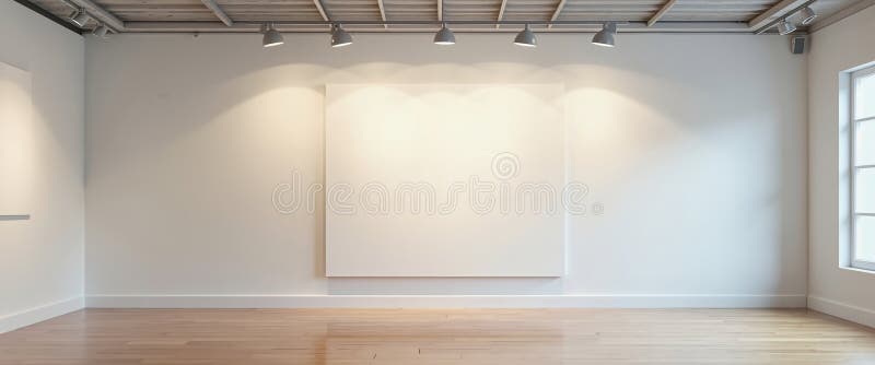 Minimalist Art Gallery Interior with Empty Canvas, Contemporary ...