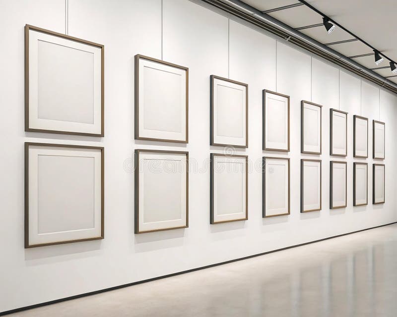 A Minimalist Art Gallery Showcasing Empty Frames Awaiting Artwork Stock ...