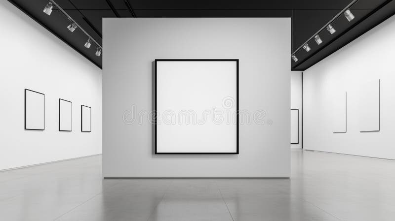 Minimalist Art Gallery Showcasing Large Framed Canvas in Bright, Open ...