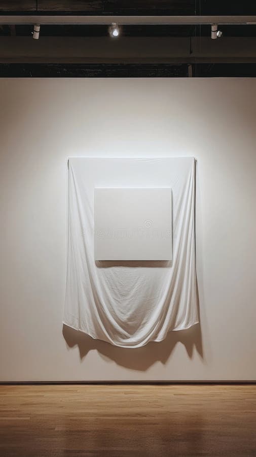 Minimalist Art Installation with Canvas and Draped Fabric in Gallery ...