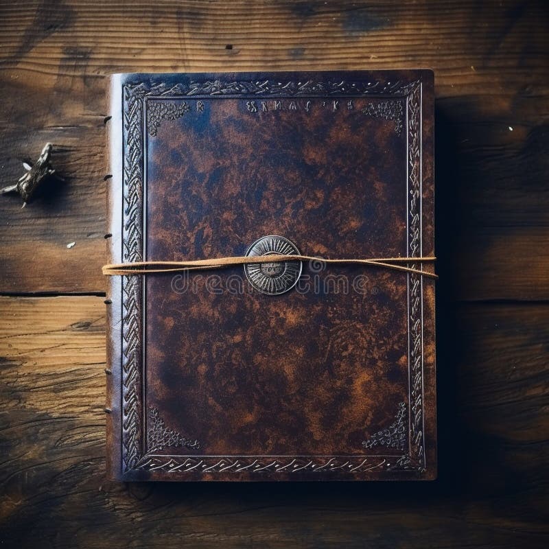 Minimalist Art: Open Empty Journal with Aged Leather Cover and ...