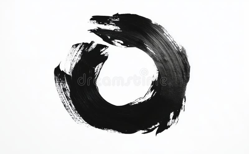 In Minimalist Art, a Plain Background with an Abstract Circular Brush ...