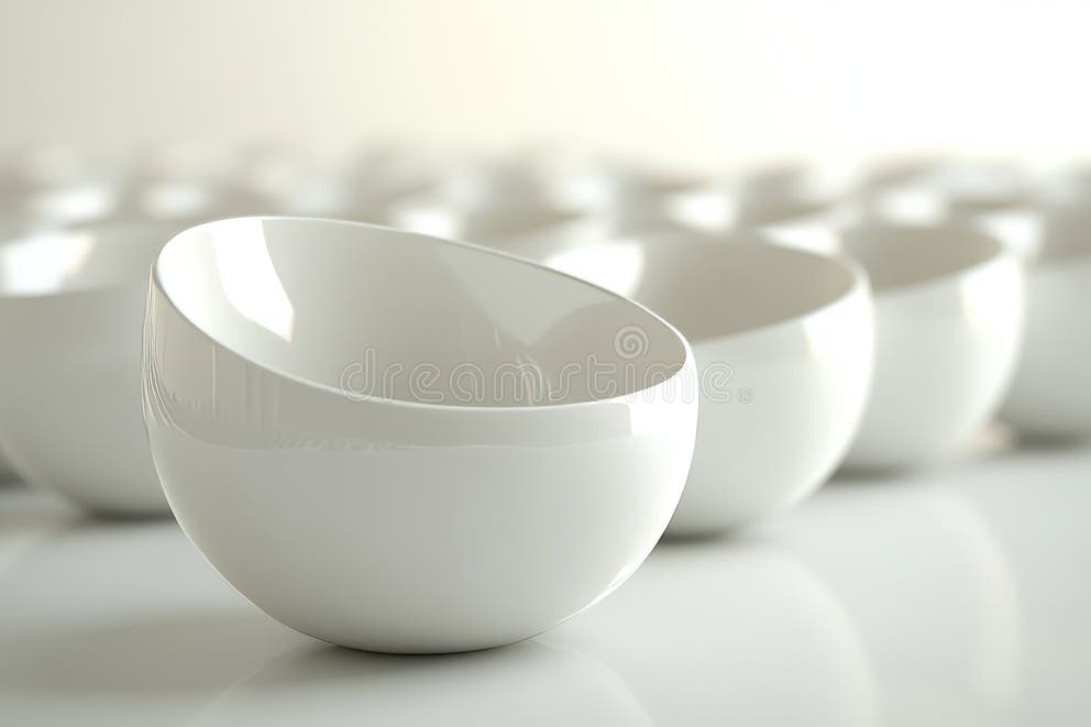 A Minimalist Artistic Display is Created by Arranging White Ceramic ...