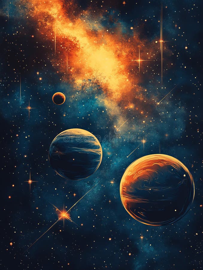 Cosmic Isolation: a Minimalist Celestial Dream Stock Illustration ...