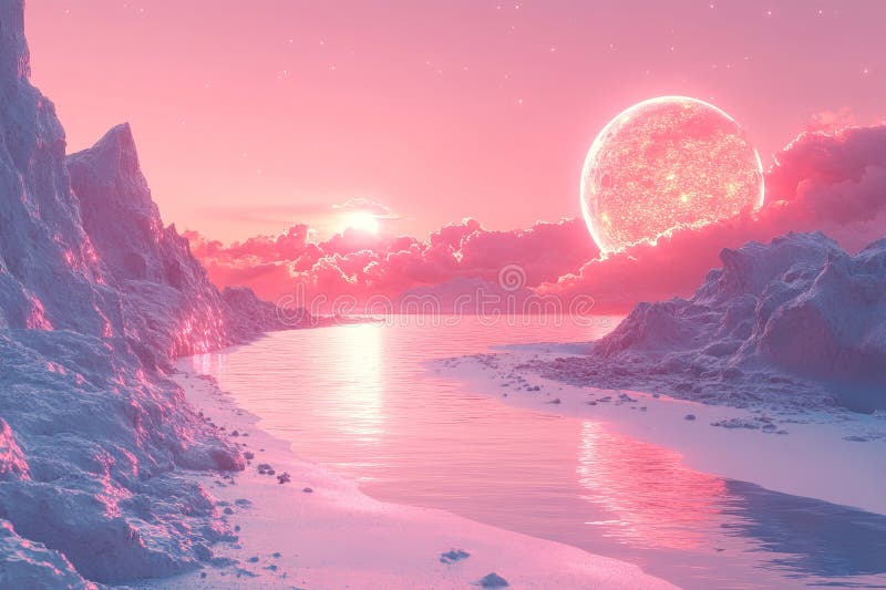 Cosmic Isolation: a Minimalist Celestial Dream Stock Illustration ...