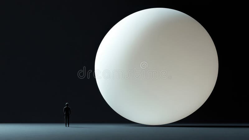 Minimalist Artwork with Human Figure and Abstract Sphere Stock Image ...