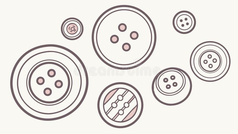 Minimalist Assorted Buttons Vector Collection, Craft and Sewing Theme ...