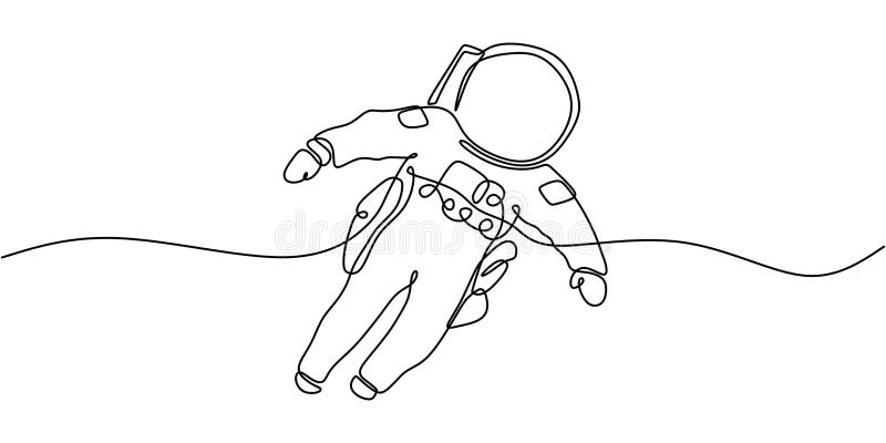 Minimalist Astronaut in Space Continuous Line Drawing for Space ...