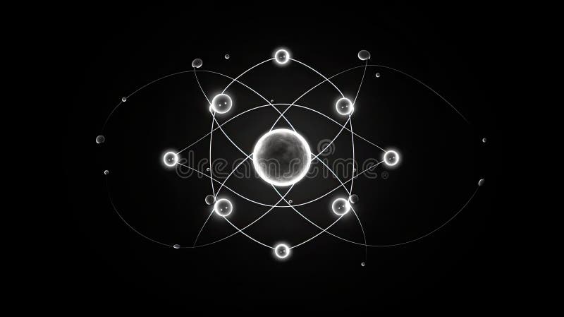Minimalist atom background stock illustration. Illustration of center ...