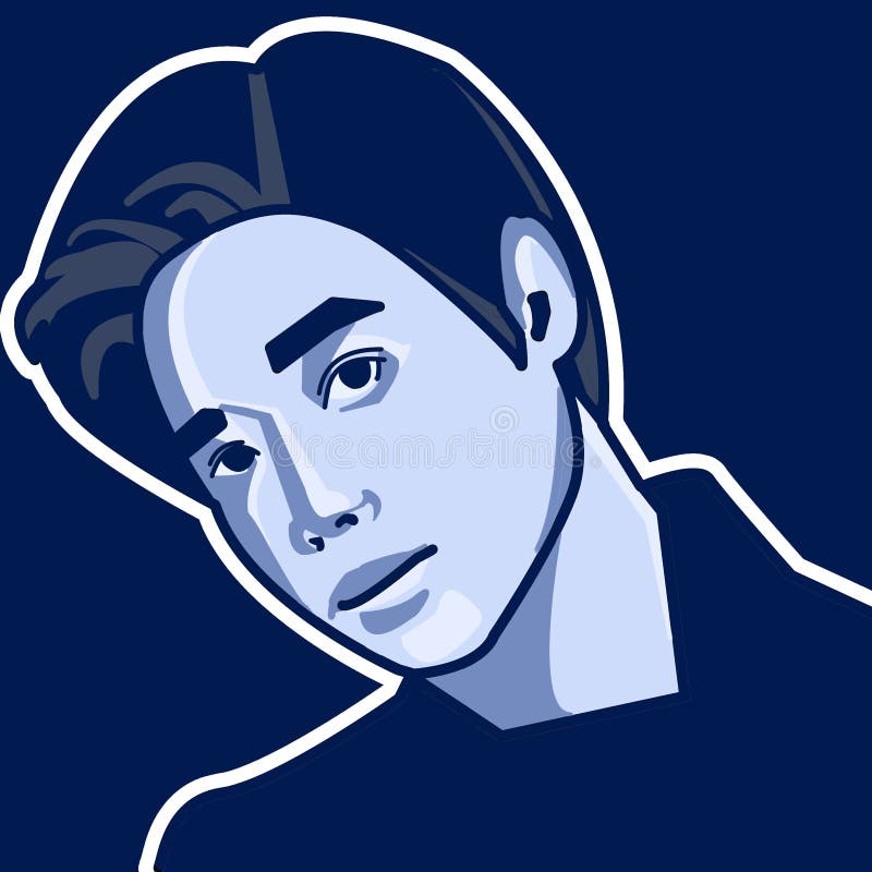 Minimalist Avatar with Background Blue Stock Illustration ...