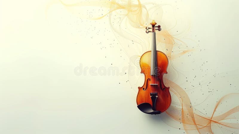 Minimalist Backdrop Adorned with a Violin and Delicate Musical Notes ...