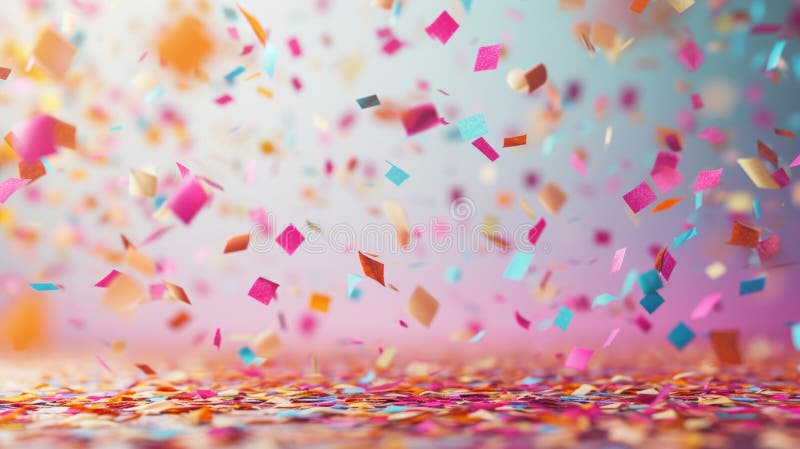 Minimalist Backdrop Enhanced by a Cascade of Vibrant Confetti, Adding ...