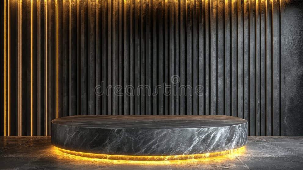 A Minimalist Backdrop Frames a Dark, Illuminated, Marbled Circular ...