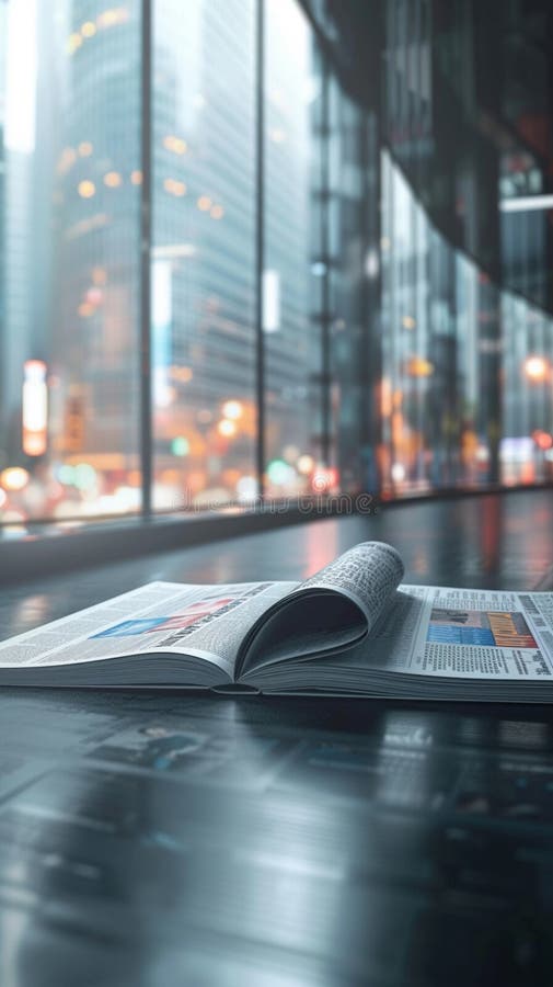 Minimalist Backdrop with Newspapers Subtly Blurred in the Foreground ...