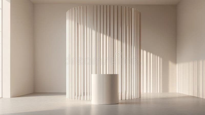 A Minimalist Backdrop and Studio with Glass Display Under Sunlight for ...