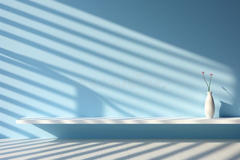 Minimalist Background with Blue Room Interior, Shadows on the Walls ...