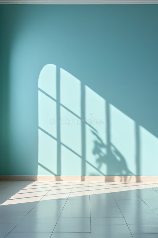 Minimalist Background with Blue Room Interior, Shadows on the Walls ...