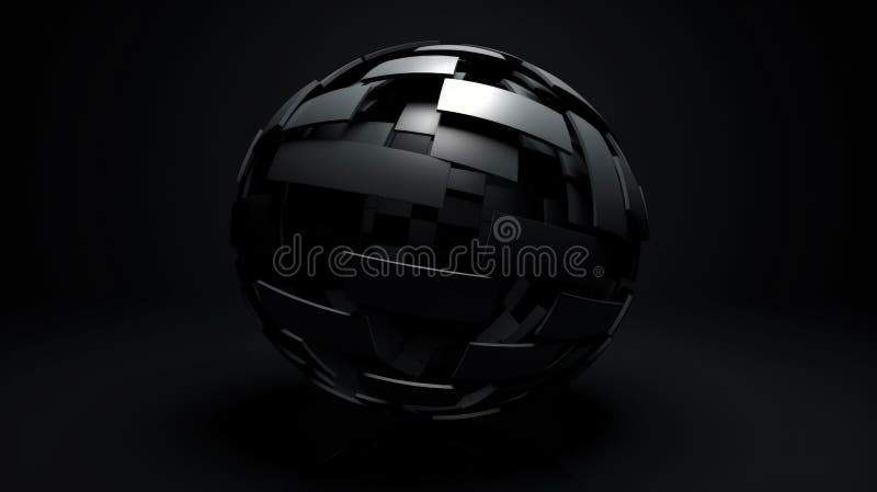Minimalist Background Design with Futuristic Black Sphere on Dark ...