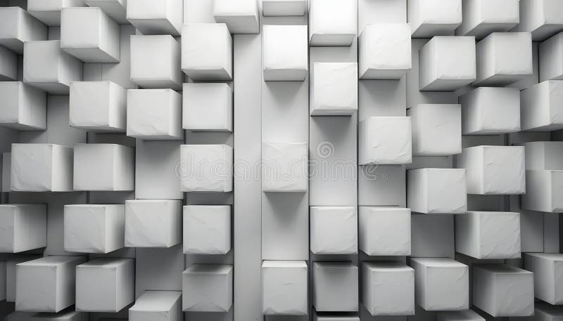 Abstract White Cube Boxes Background with Random Rotated Blocks and ...