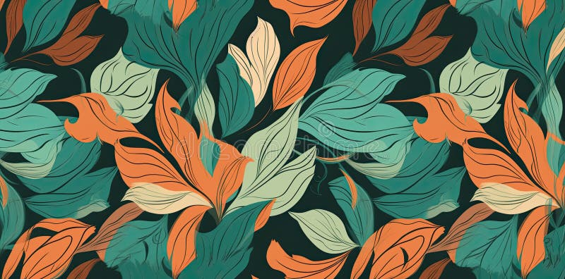 Minimalist Backgrounds with Floral Patterns, Featuring Orange, Teal ...