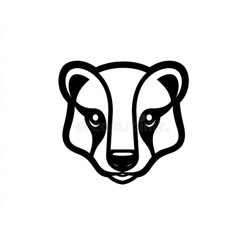 Minimalist Badger Icon Featuring Clean Black Line Art on White ...