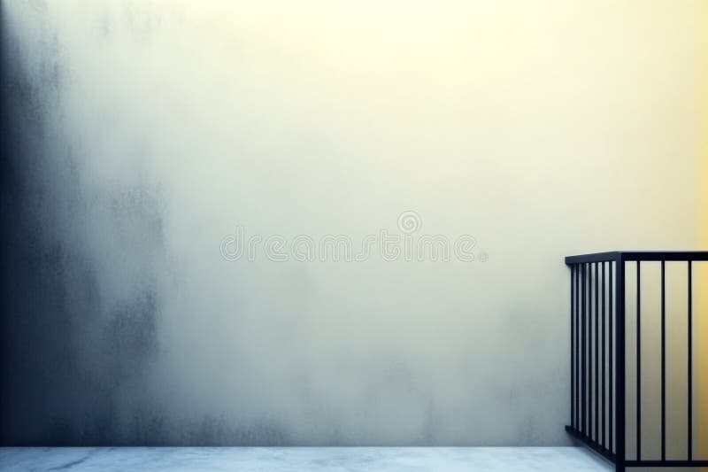 Minimalist Balcony View Showcasing a Textured Wall during Sunset Stock Illustration ...