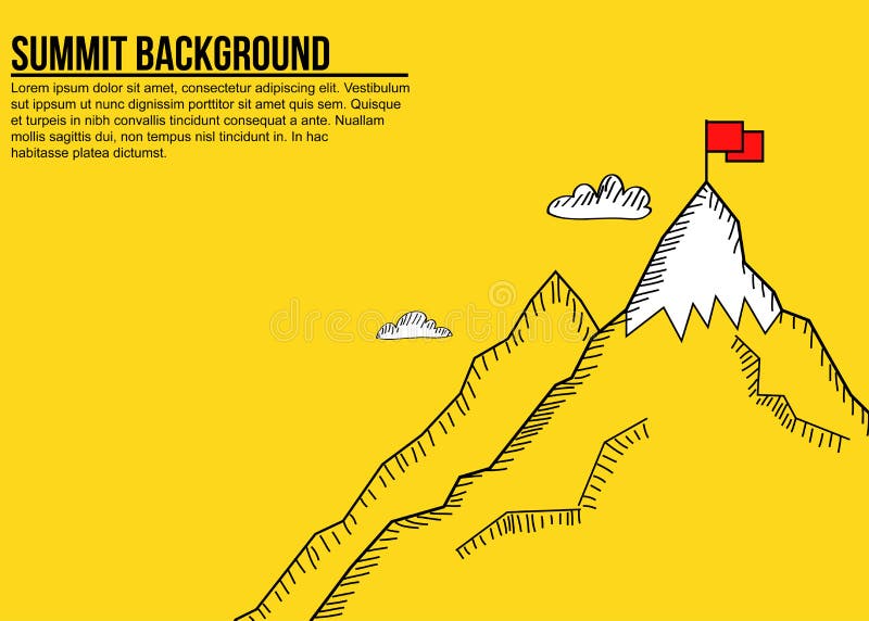 Minimalist Banner of Mountain Summit and Red Flag Stock Vector ...