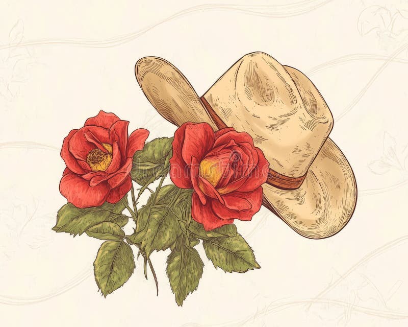 Minimalist Banner: Scattered Peace Roses Design Stock Illustration ...