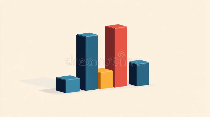 Minimalist Bar Chart in Retro Colors on Neutral Background Stock Photo ...