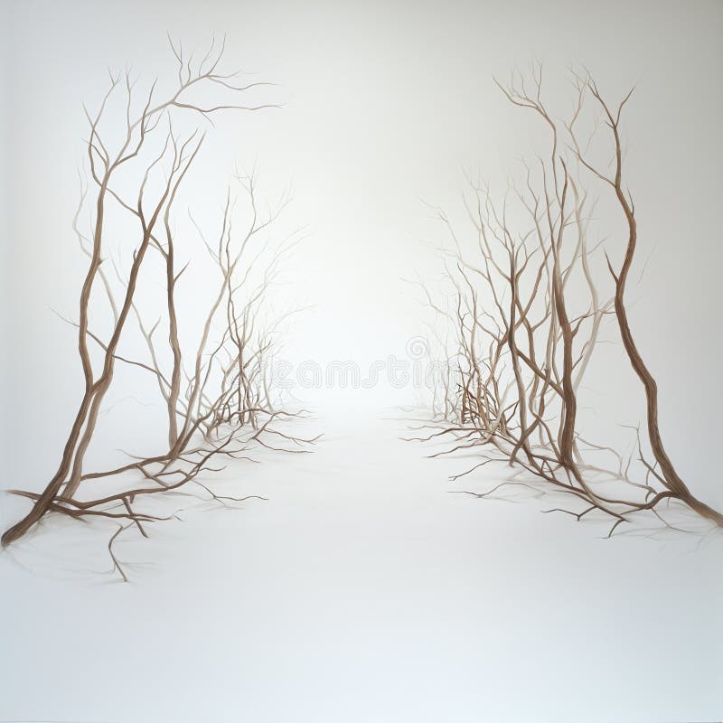 Minimalist Bare Tree Path stock illustration. Illustration of ethereal ...