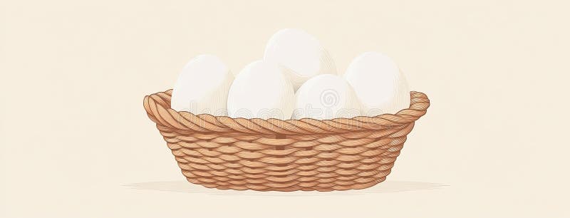 Minimalist Basket of Fresh Eggs Line Art Stock Illustration ...