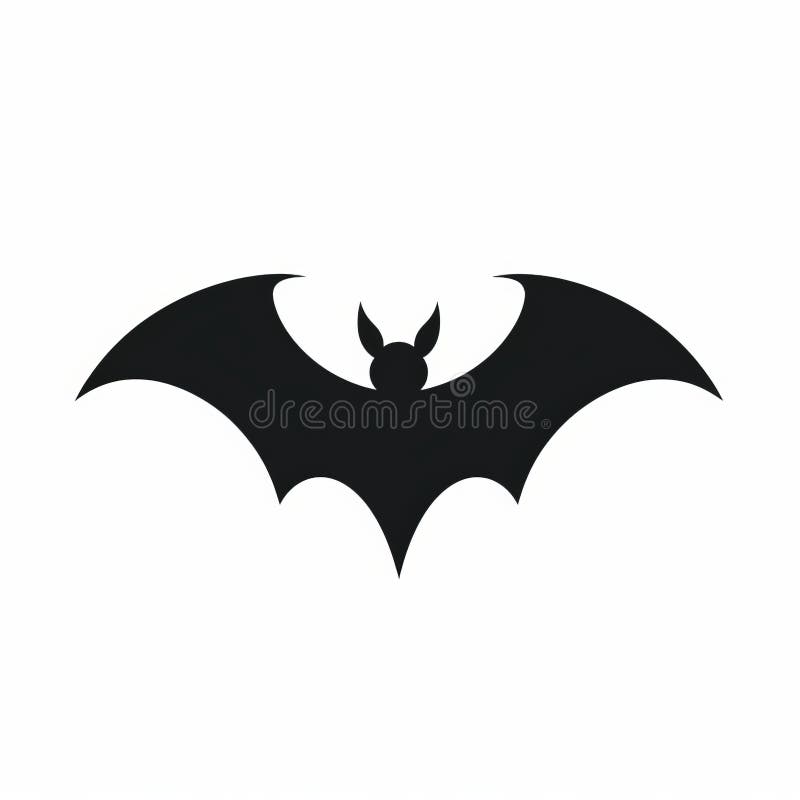 Minimalist Bat Silhouette Icon on White Background Stock Illustration ...