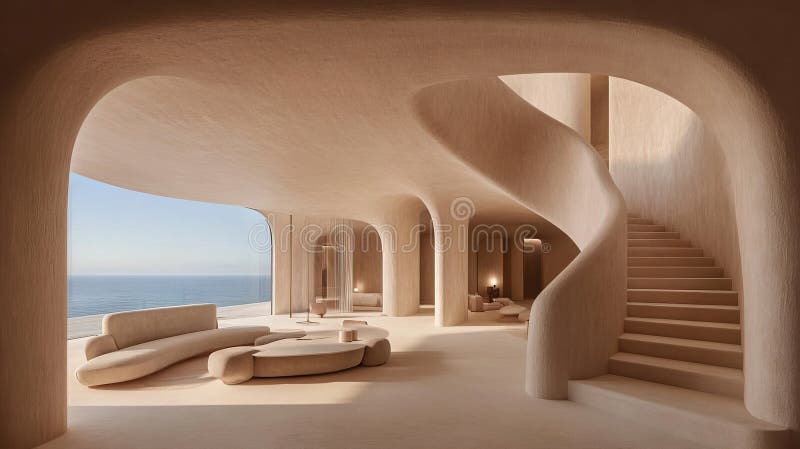 A Minimalist Beach House Interior that Includes an Ocean View and ...