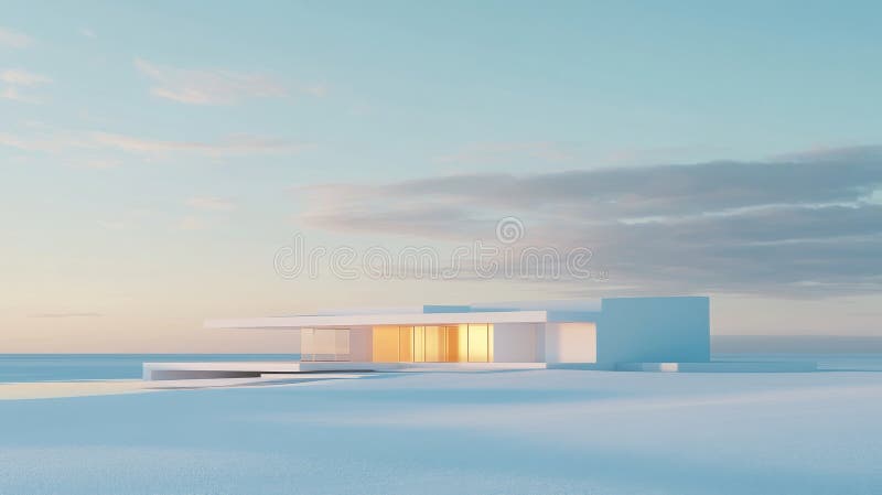 Minimalist Beach House Sunset Render, Architectural Visualization, 3D ...