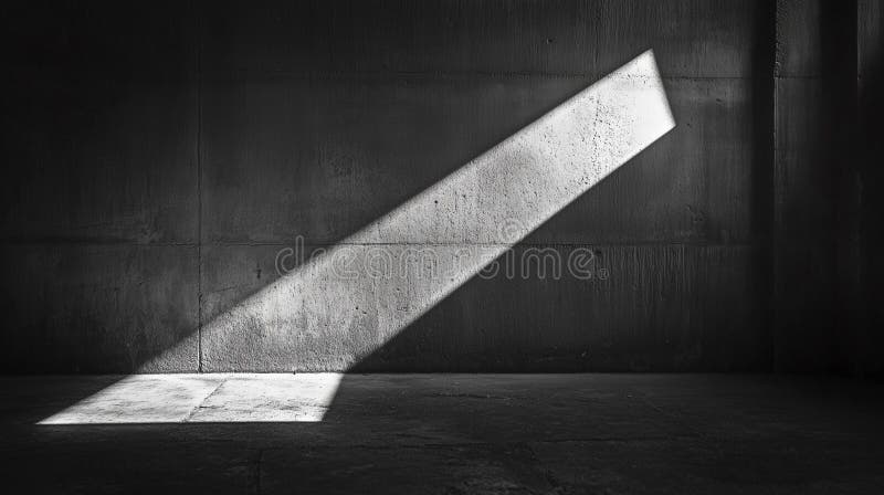 Minimalist Beam of Light Casting Sharp Shape on Textured Wall, Abstract ...