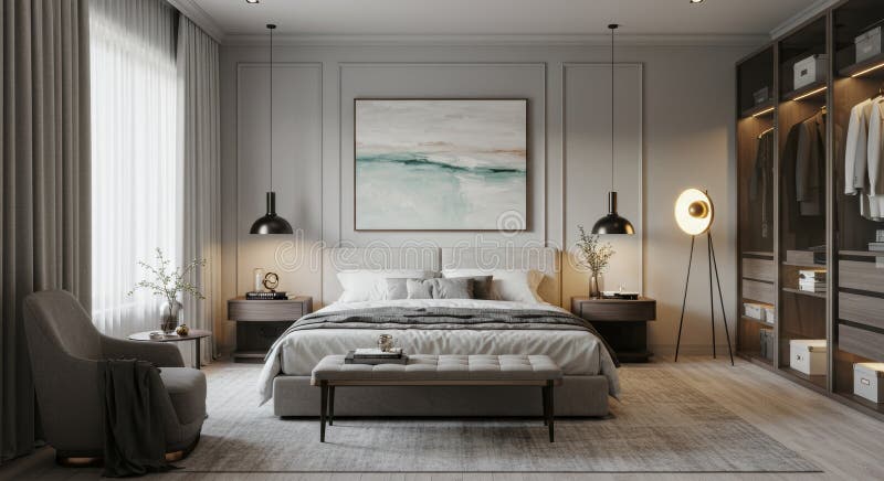 Minimalist Bedroom Designs that Blend Elegance and Functionality Stock ...