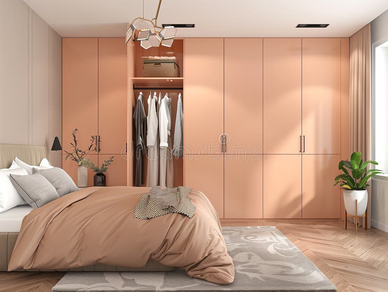 Minimalist Bedroom Interior with Spacious Built-in Wardrobe"a Clean ...