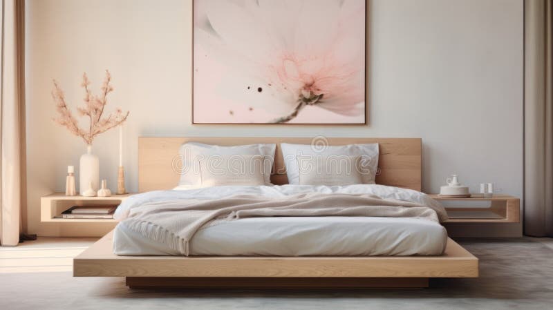 Minimalist Bedroom with Soft Pink and White: Precisionist Art Style ...
