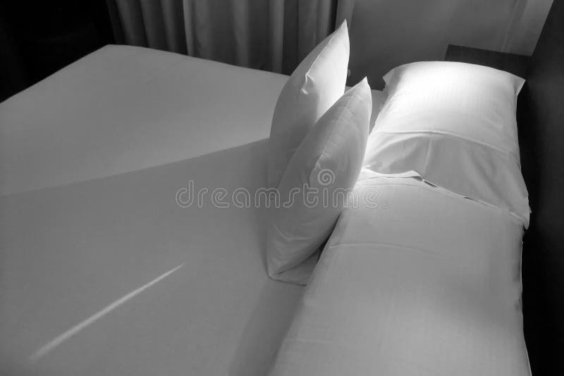 Minimalist Bedroom With White Sheets And Pillows Elegant Design For Modern Living Spaces Stock