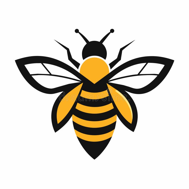 A Minimalist Bee Design Featuring a Stylized Silhouette with Black and ...