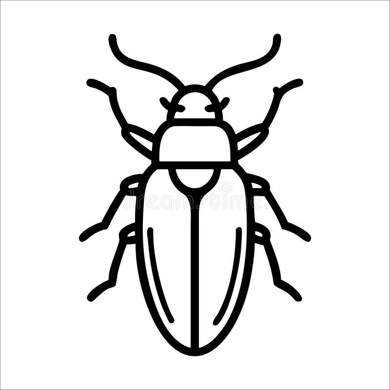 Minimalist Beetle Line Drawing in Black and White Stock Vector ...