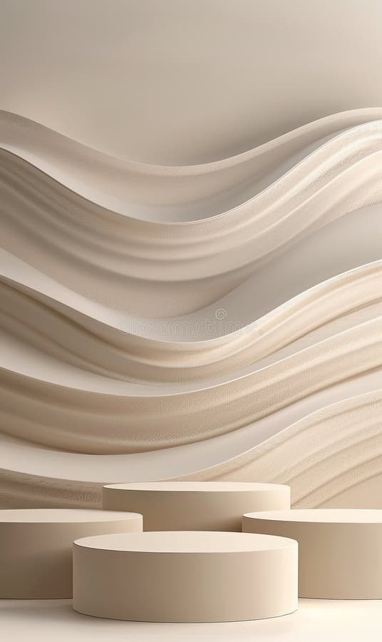 Minimalist Beige Abstract Background with Wavy Textures and Round ...