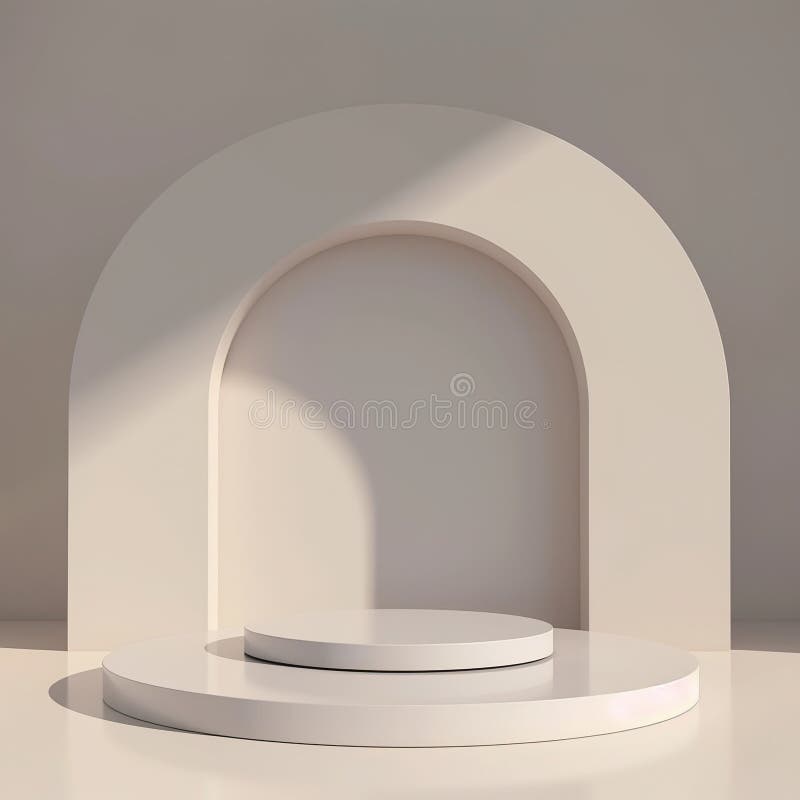 Minimalist Beige Arch with Circular Platform and Soft Shadows Stock ...
