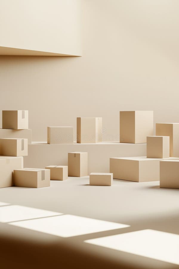 Minimalist Beige Box Composition Stock Illustration - Illustration of ...