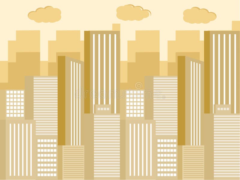 Minimalist Beige City Skyline Vector Illustration Stock Illustration ...