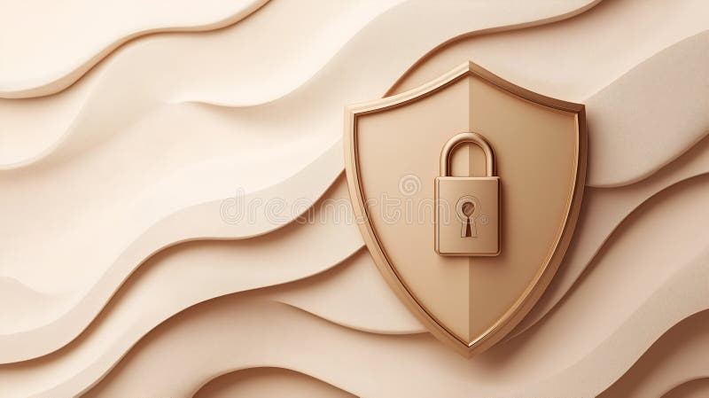 Minimalist Beige Shield with a Lock, Representing Security and Privacy ...