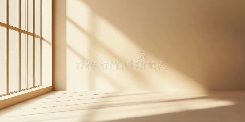 Minimalist Beige Wall with Soft Light and Sharp Shadows Creating Depth ...